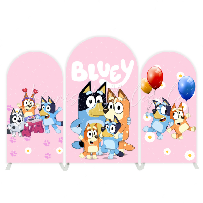 Bluey Happy Birthday Party Arch Backdrop Wall Cloth Cover