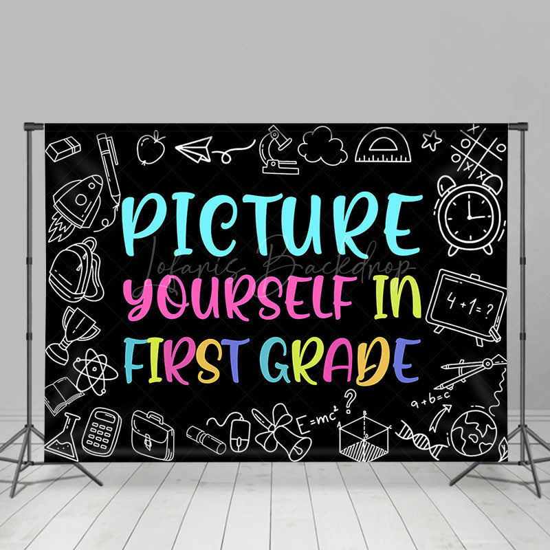 Colorful Picture Yourself In First Grade Backdrop - Lofaris Wholesale