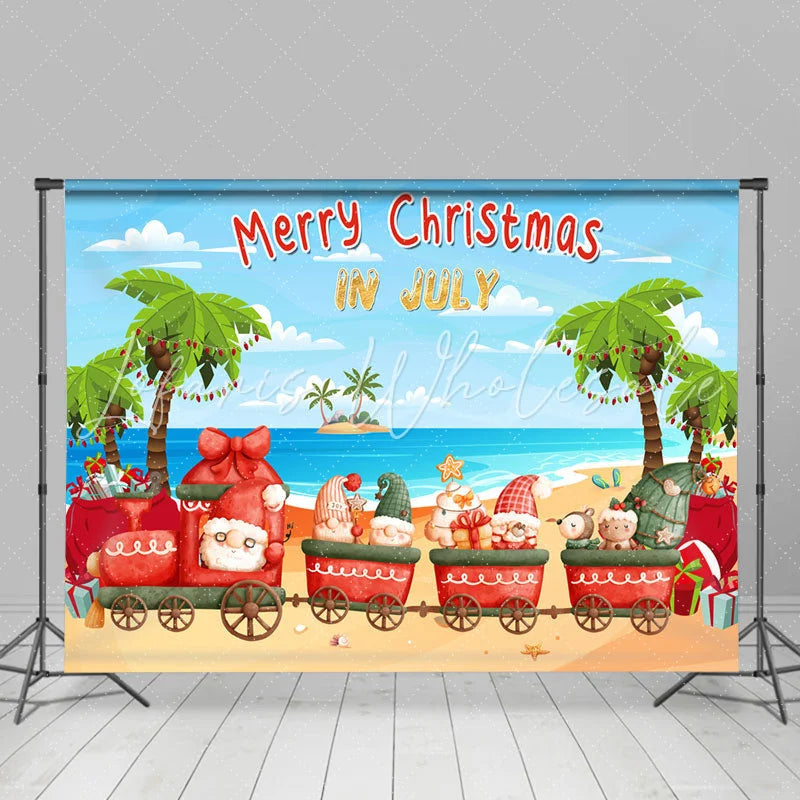 Lofaris Holiday Island Blue Sky Beach Christmas In July Backdrop Scenic ...