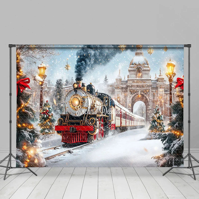 Lofaris Christmas Train Through Winter Wonderland Backdrop Snowy ...