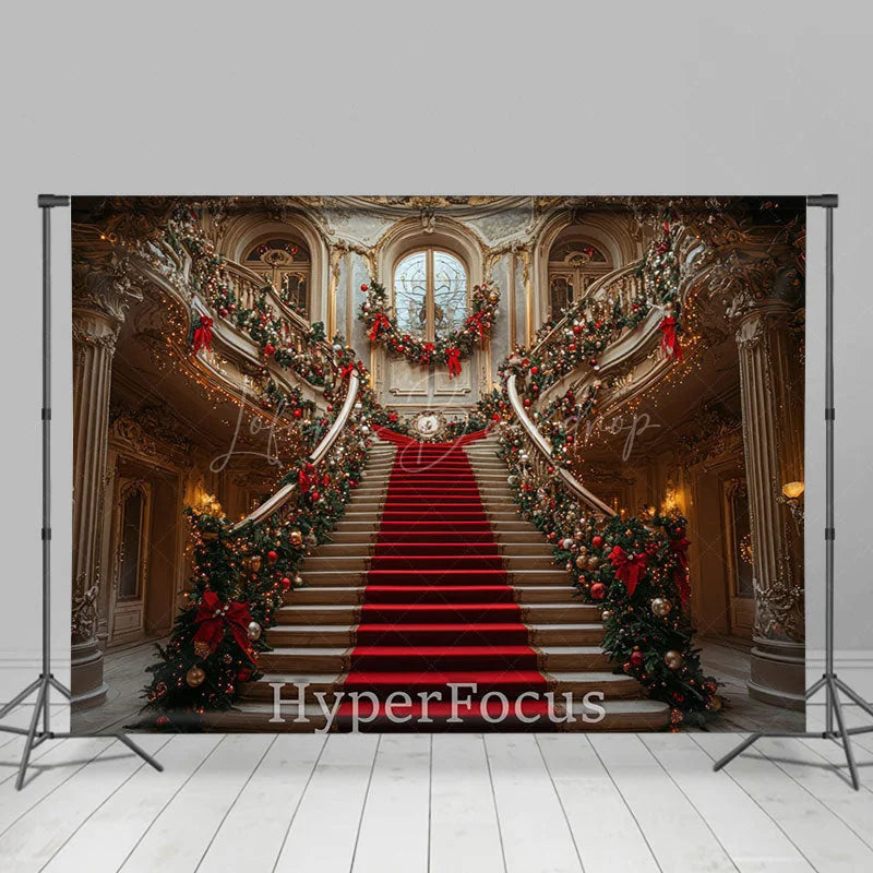 Lofaris Luxury Gold Palace Stairs Festive Christmas Backdrop Grand ...