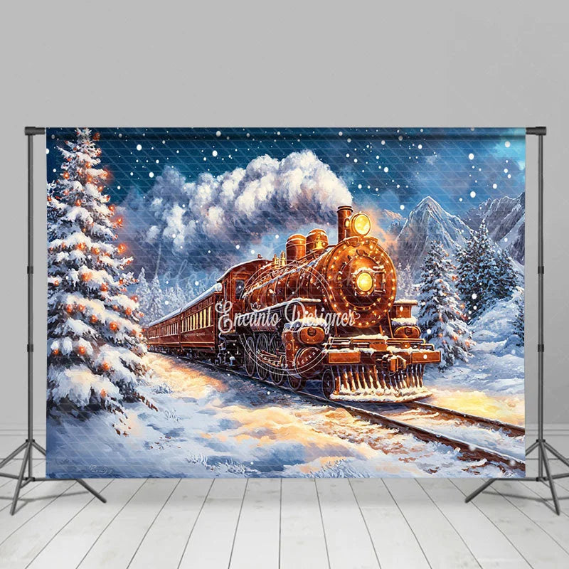 Lofaris Nigth Train Passing Through Christmas Photo Backdrop Polar ...