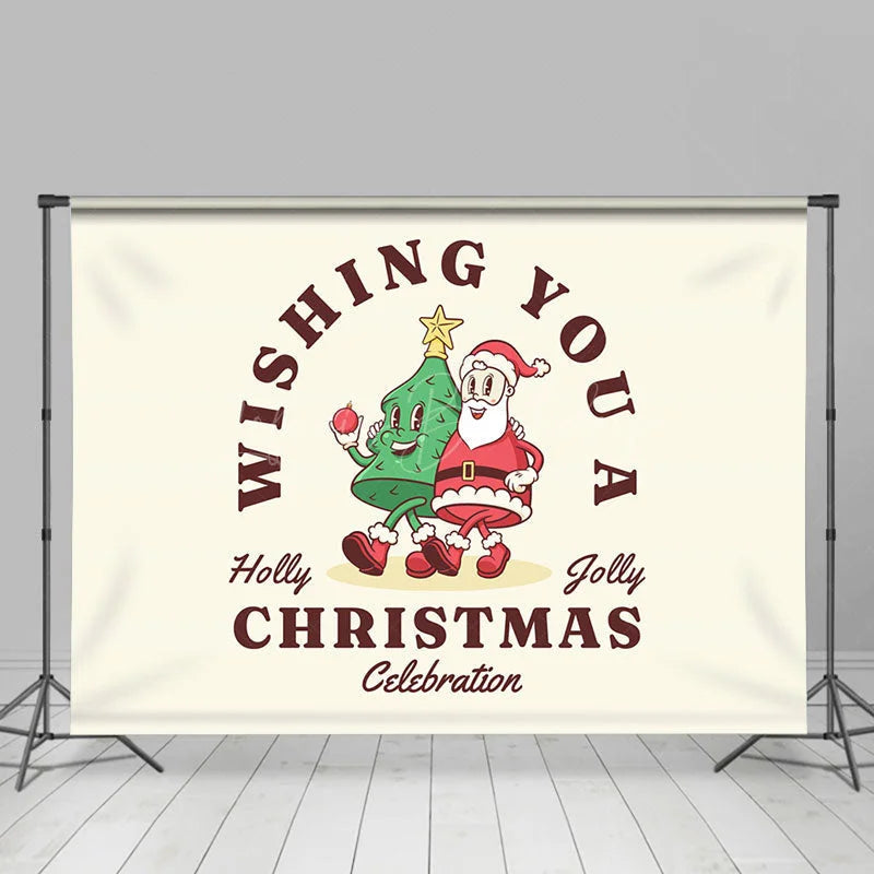 Lofaris Simple Tree Santa Holly Jolly Christmas Backdrop Minimalist ...