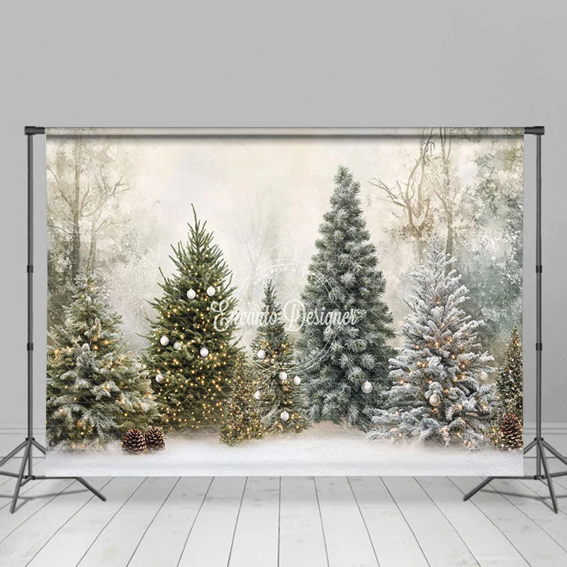 Lofaris Snowy Village Outdoor Winter Christmas Scene Backdrop Charming ...