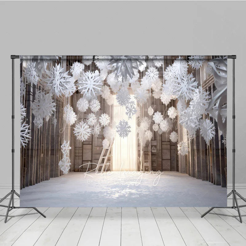 Lofaris Winter Wonderland Photography Backdrop Hanging Paper Snowflakes ...